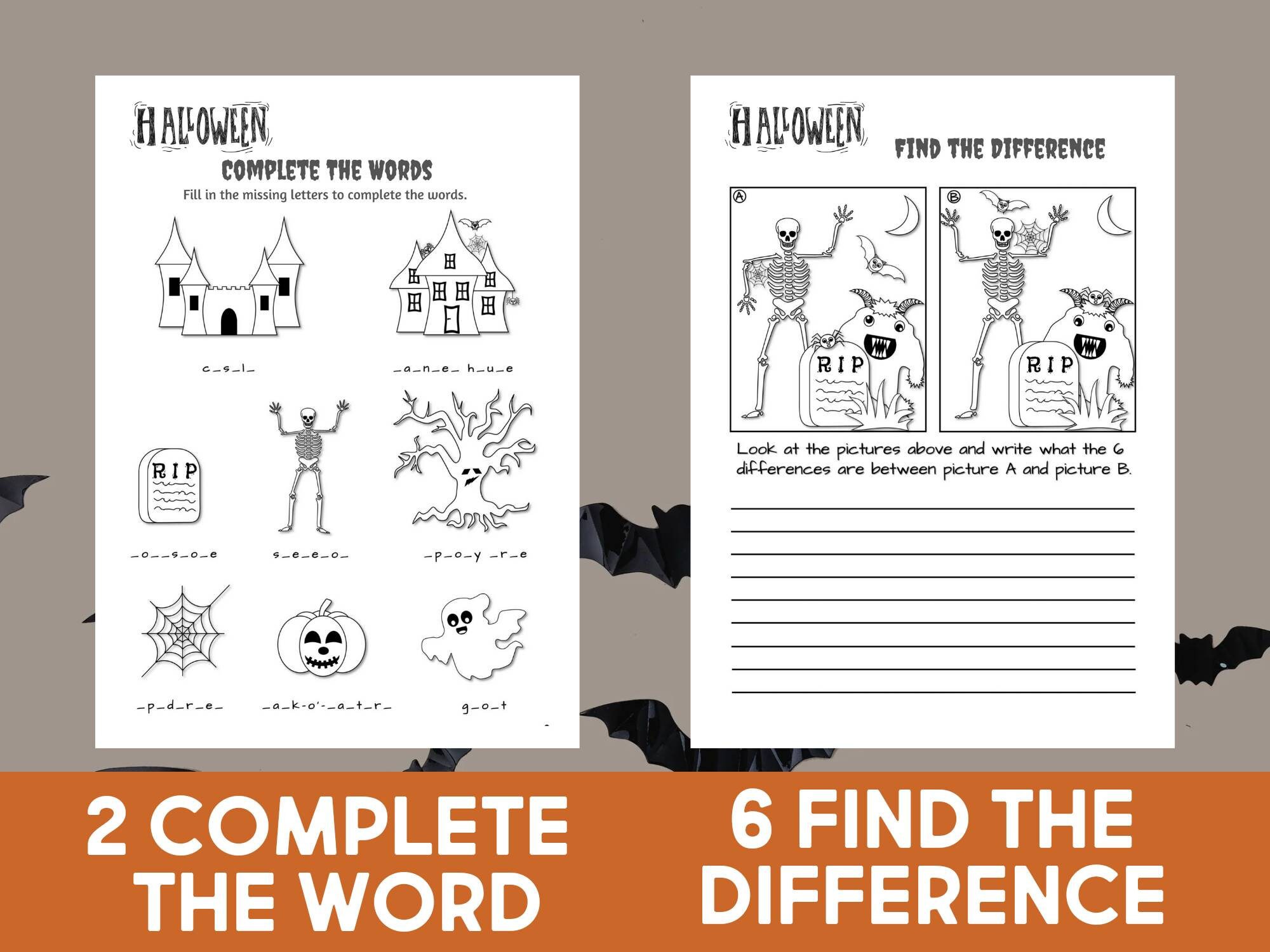 Kids Halloween Activity Pack Printable Kit With Mazes, Coloring Sheets ...