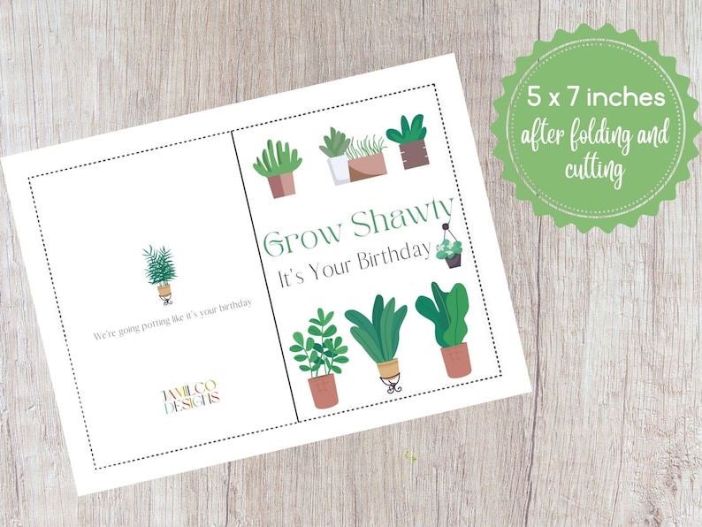 Printable Birthday Card Plant Birthday Card Happy Birthday - Etsy