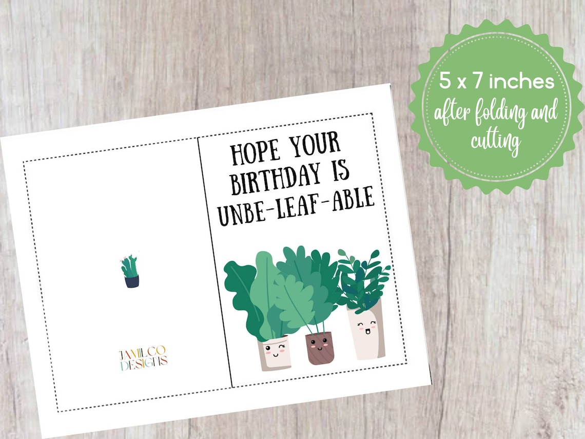 Printable Birthday Card Plant Birthday Card Happy Birthday - Etsy