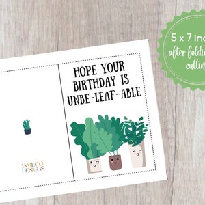 Printable Birthday Card, Plant Birthday Card, Happy Birthday Card ...