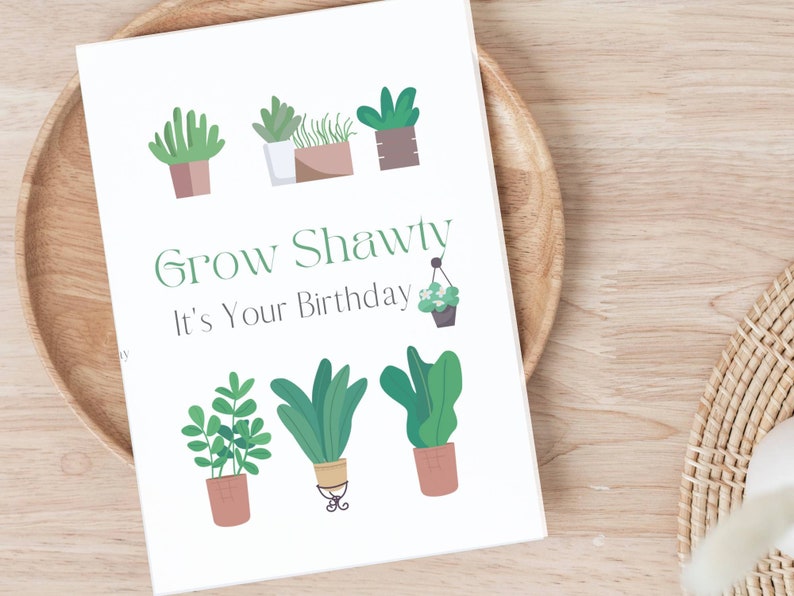 Printable Birthday Card Plant Birthday Card Happy Birthday - Etsy