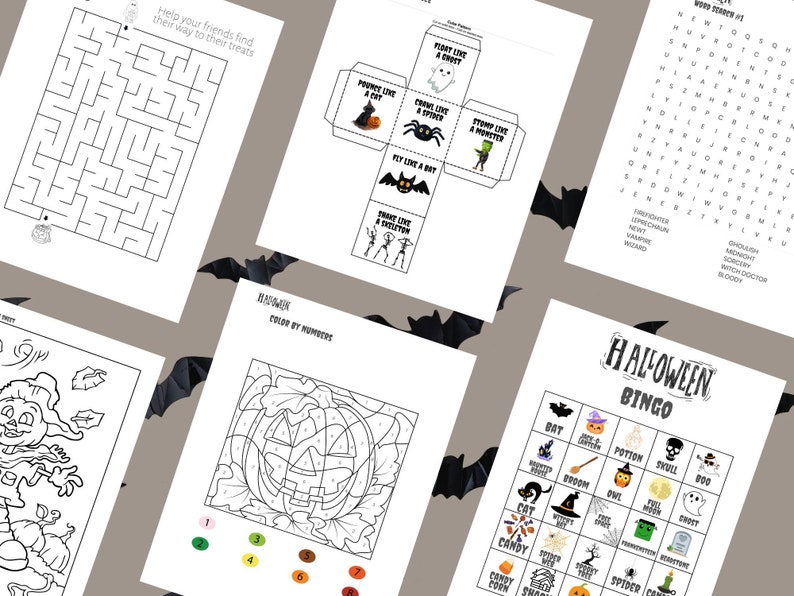 Kids Halloween Activity Pack Printable Kit With Mazes, Coloring Sheets ...