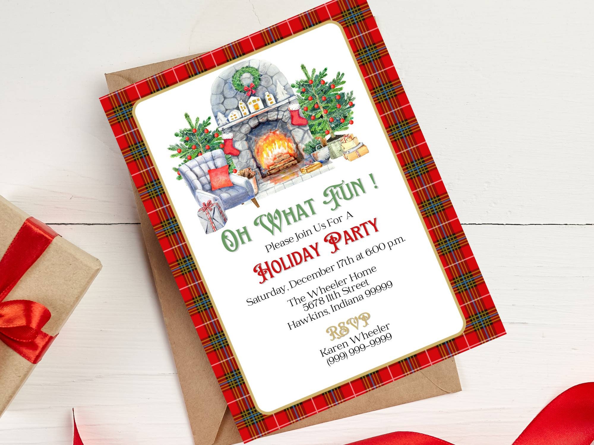 EDITABLE Christmas Party Invitation Template, Holiday Party Invitation ...