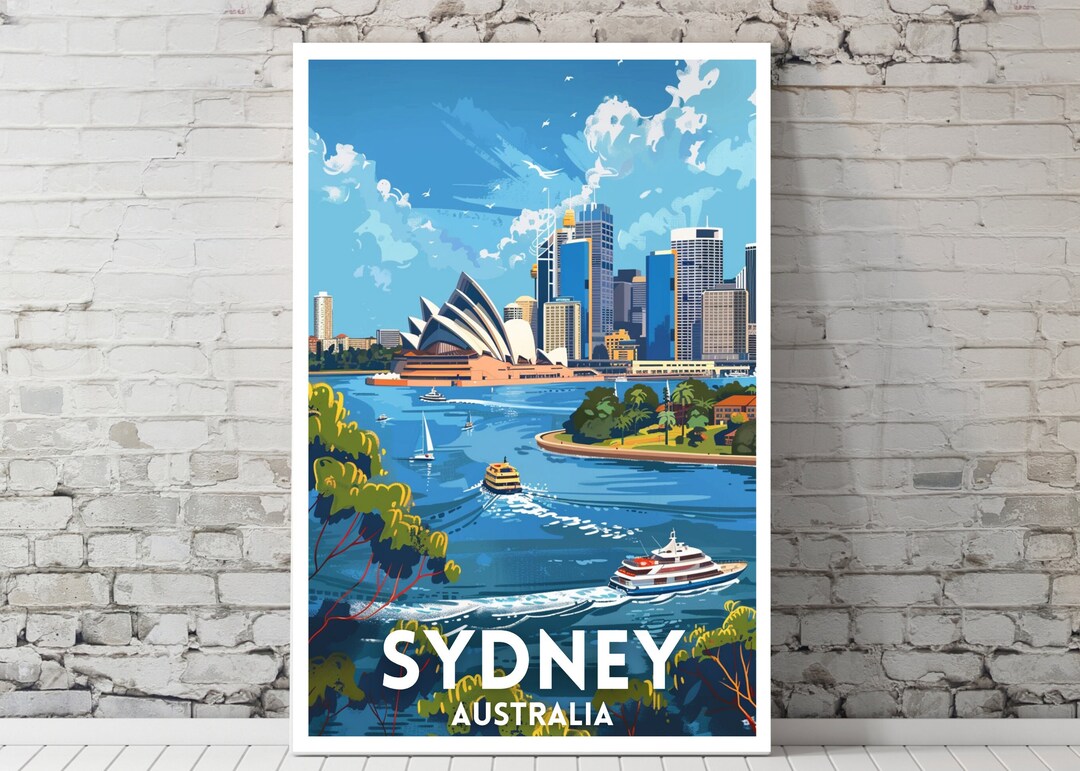 DIGITAL DOWNLOAD Retro Sydney Travel Poster Australia Wall Art Vintage ...