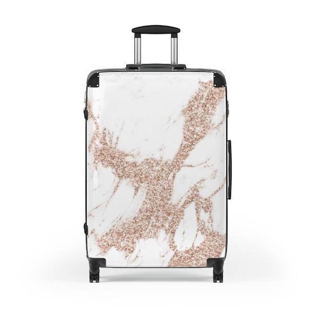 Rose Gold Glitter Marble-look Suitcases, Gorgeous Set of Luggage ...