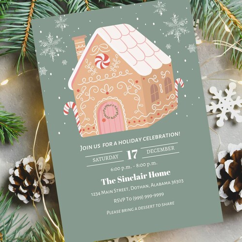 EDITABLE Gingerbread House Decorating Party Invitation - Etsy