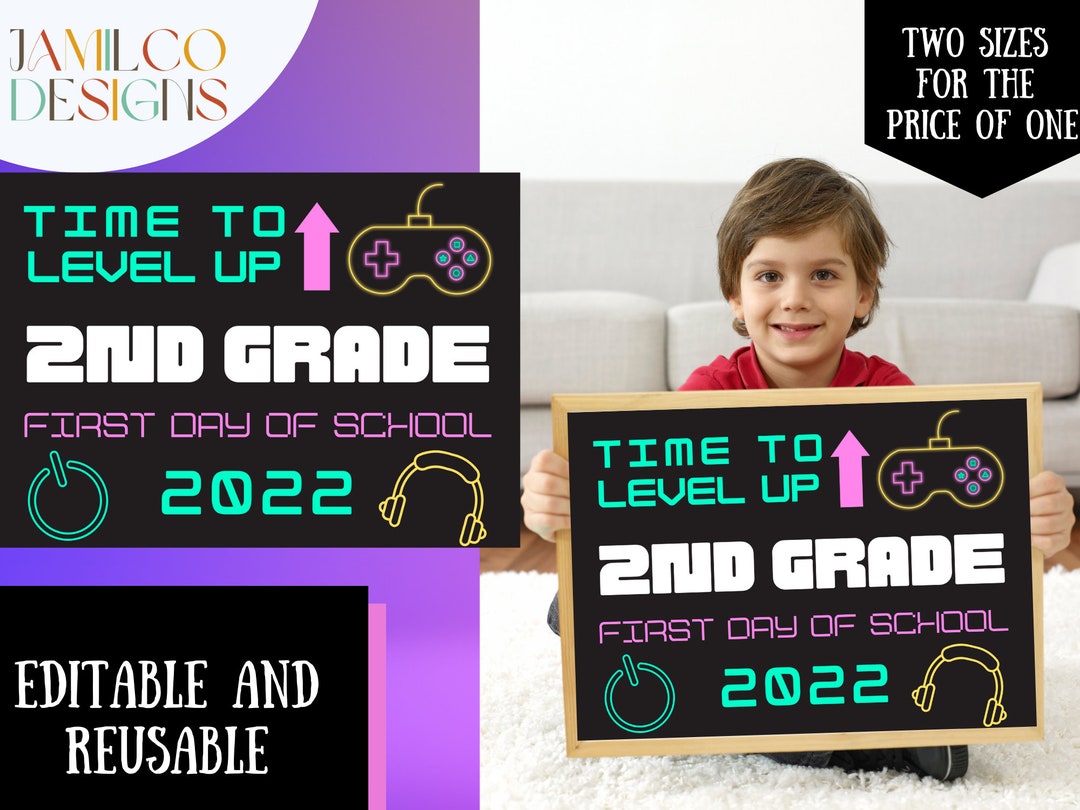 Video Game First Day of School Sign Printable, Boy Back to School ...