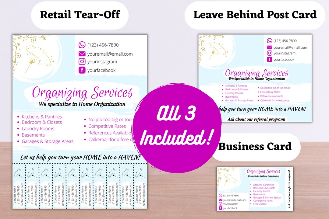 Organizing Business Package Retail Tear-off, Post Card/magnet, Business ...