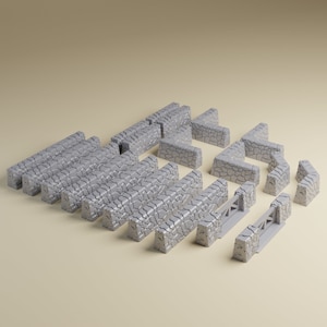 Stone Wall Set 28mm Scale Detailed Scatter Terrain for 28mm Tabletop ...