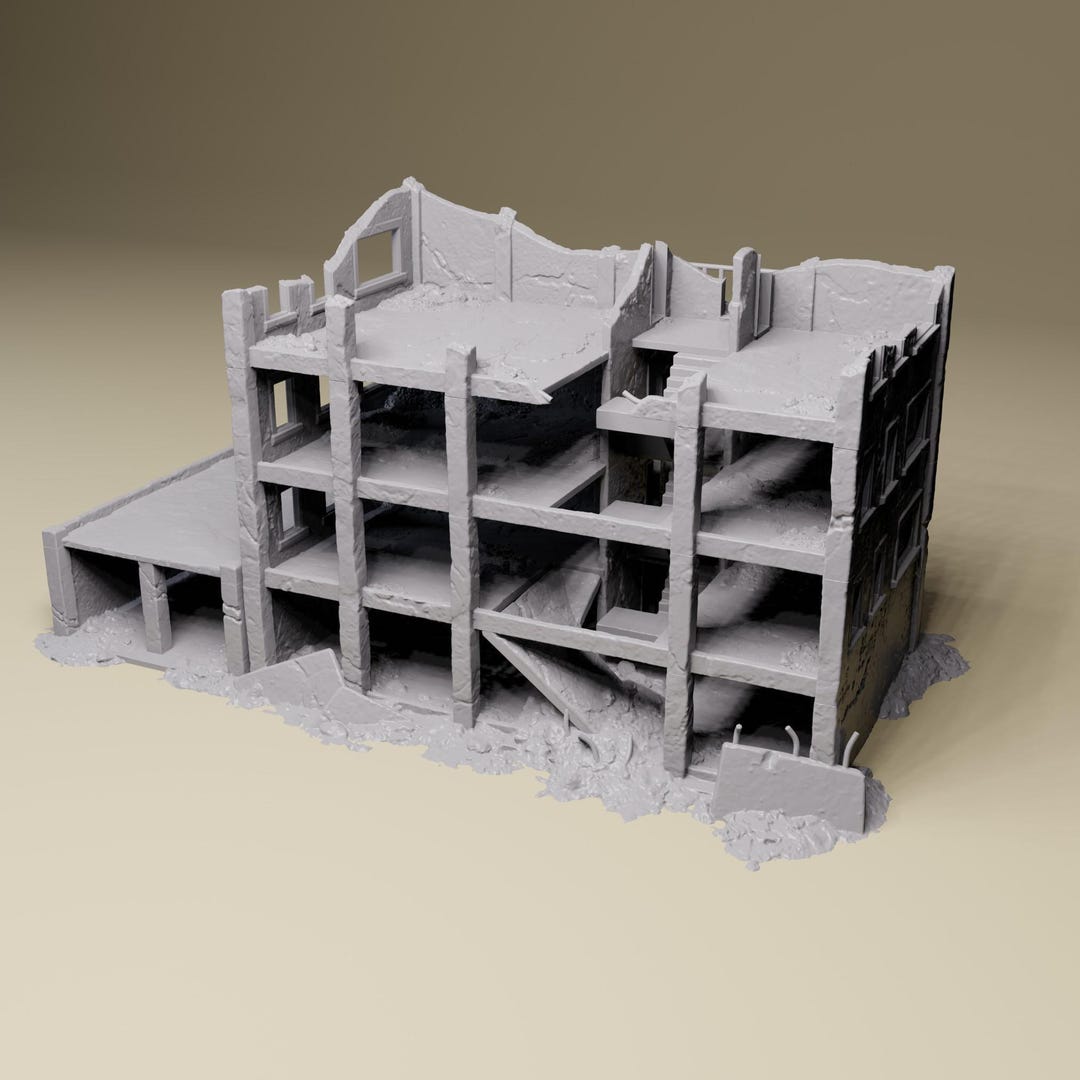 Ashfall City Building 2 - Ruined Modern Urban Building for Tabletop ...