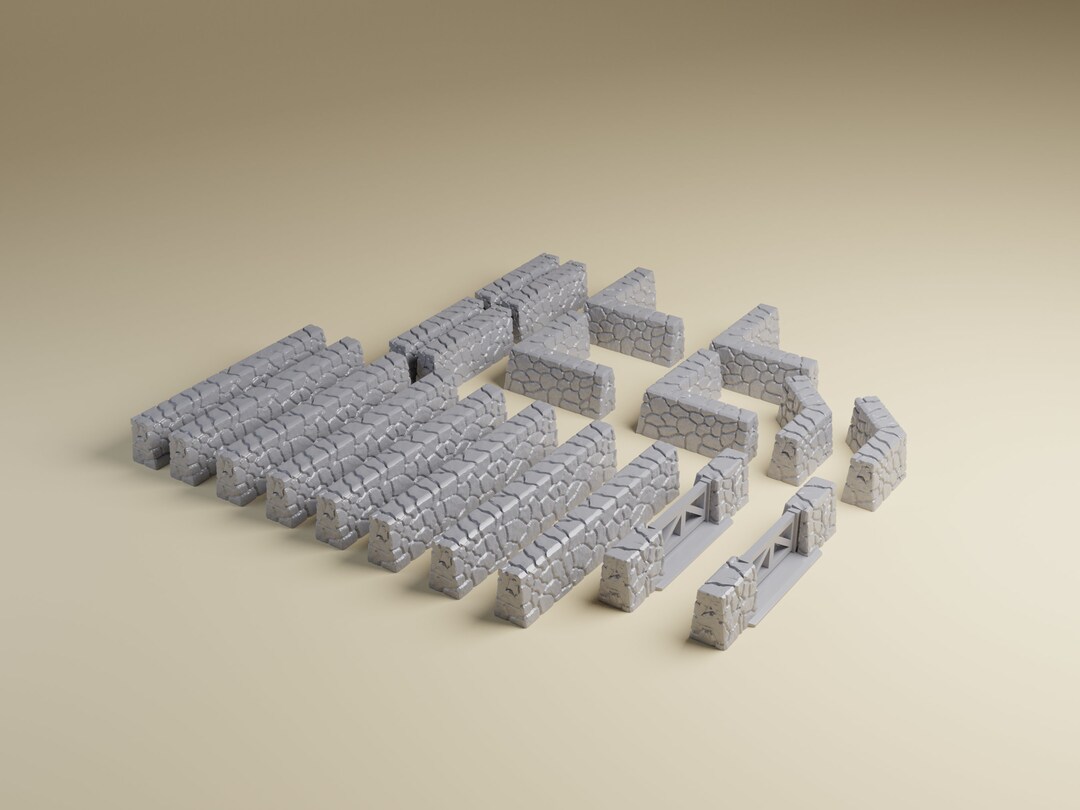 Stone Wall Set HO SCALE Detailed 1:87 Scale Terrain for Tabletop Gaming ...