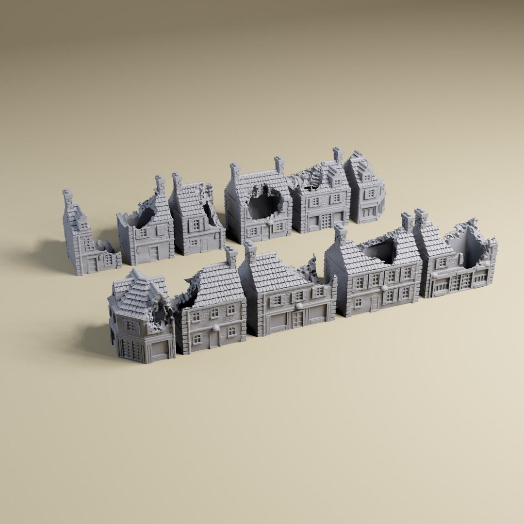6mm Destroyed Normandy Town 1:285 Scale WWII Miniature Tabletop ...