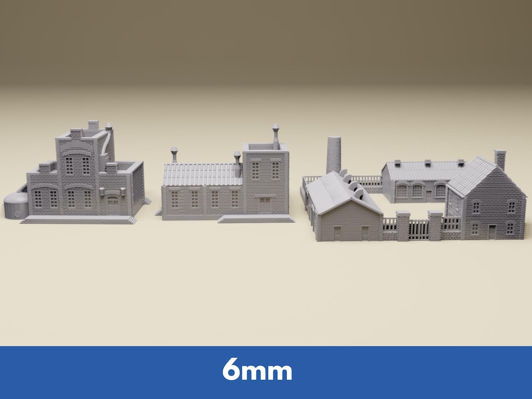 6mm Industrial Factory Bundle | 1:285 Scale Detailed WWII Miniature ...