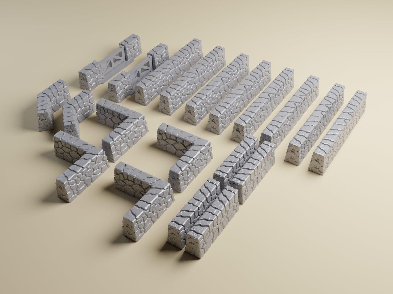 Stone Wall Set 15mm SCALE | Detailed 1:100 Scale Terrain for 15mm ...