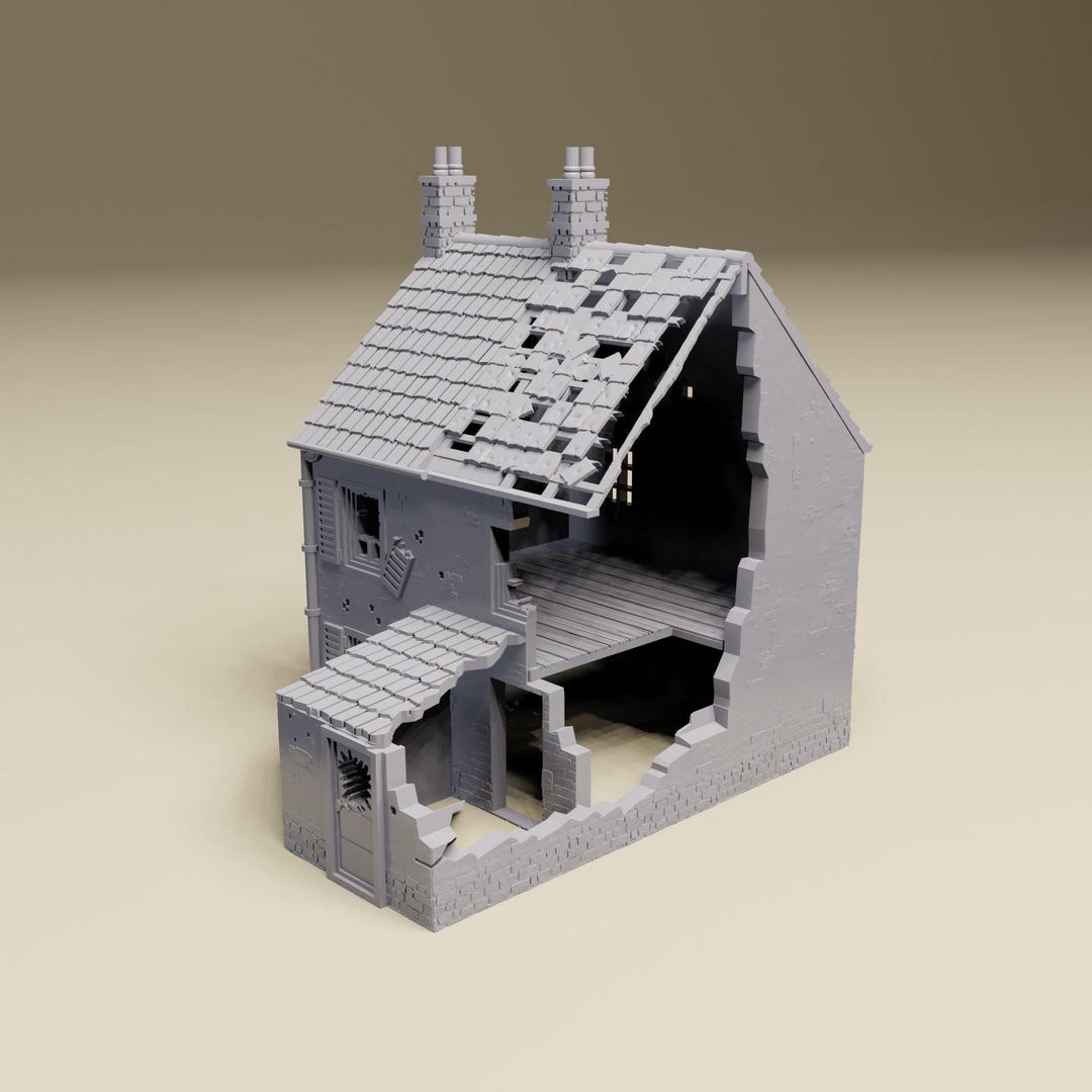 Destroyed Carentan House - WWII Tabletop Wargaming Terrain Bolt Action ...