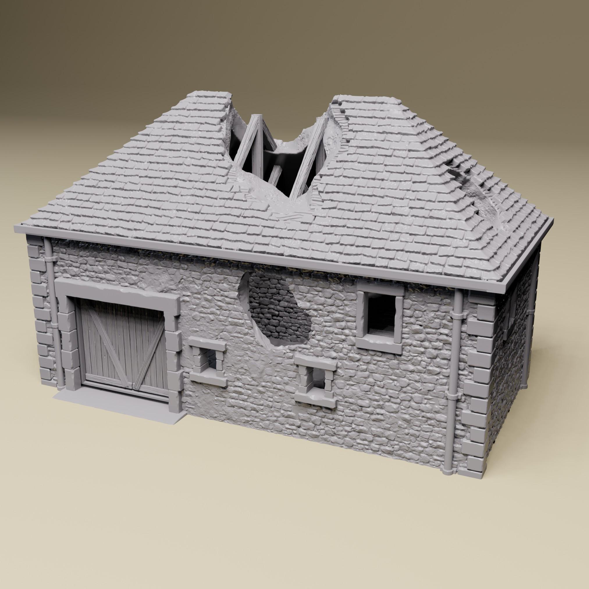 Normandy Overlord Village Barn WWII Tabletop Wargaming Terrain Bolt ...