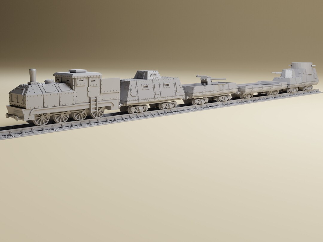 3D Printed Wargaming Armoured Train Set Kit With Locomotive, 4 Cars ...