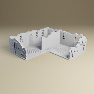 Rubble Building B WW2 Wargaming Terrain. 3D Printed for Bolt Action ...