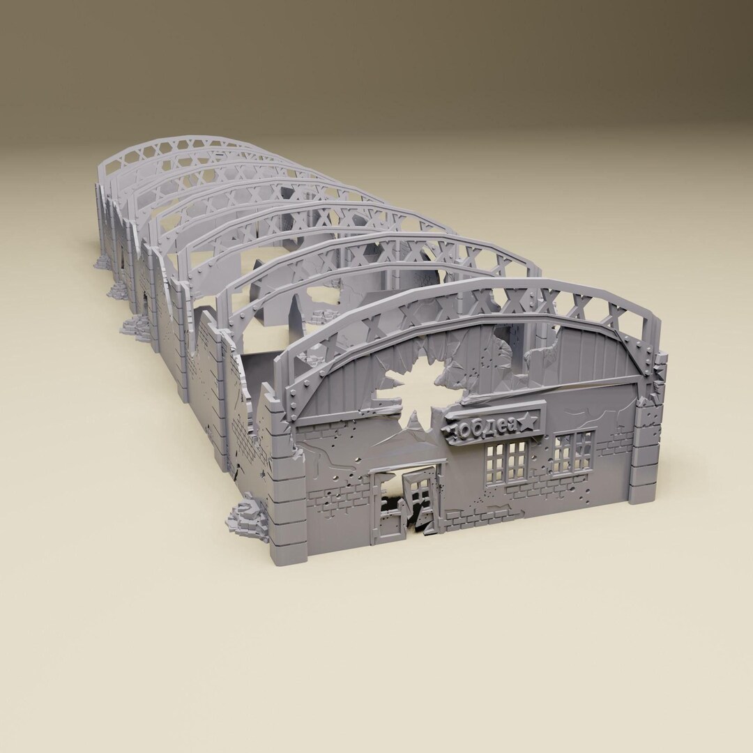 Ruined Large Factory | 28mm, 20mm or 15mm Scale | Modular WWII Tabletop ...