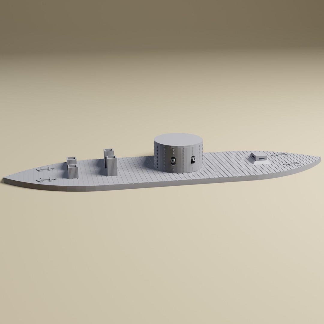 Ironclad USS Monitor Ship Model 28mm, 20mm, 15mm Tabletop Miniature ...