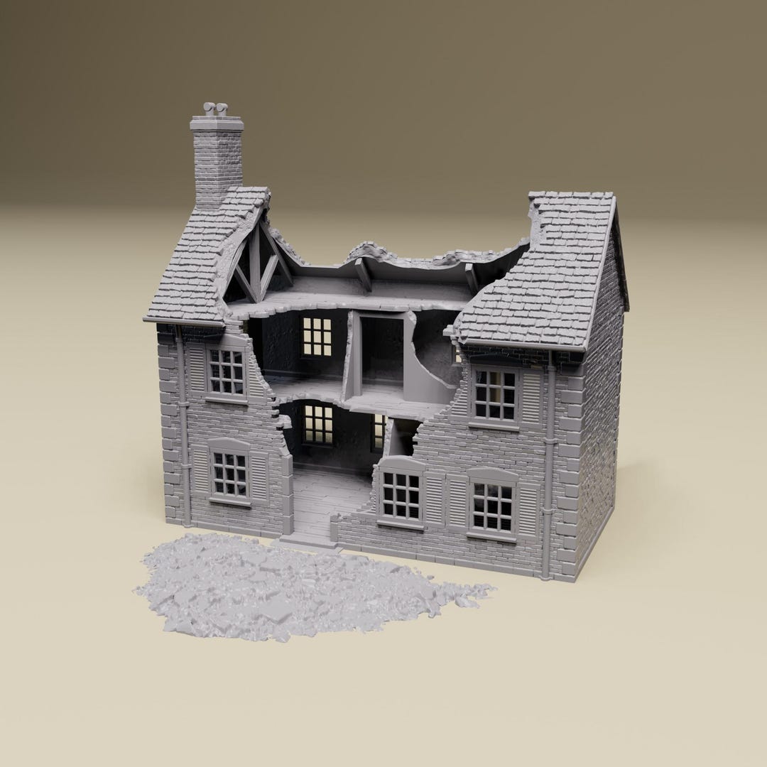 Normandy Overlord Destroyed Building 2 WWII Tabletop Wargaming Terrain ...