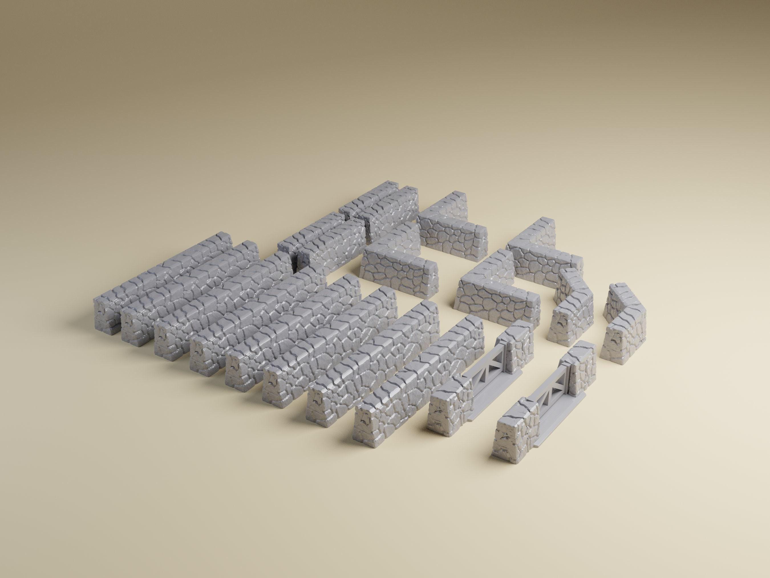 Stone Wall Set 15mm SCALE | Detailed 1:100 Scale Terrain for 15mm ...