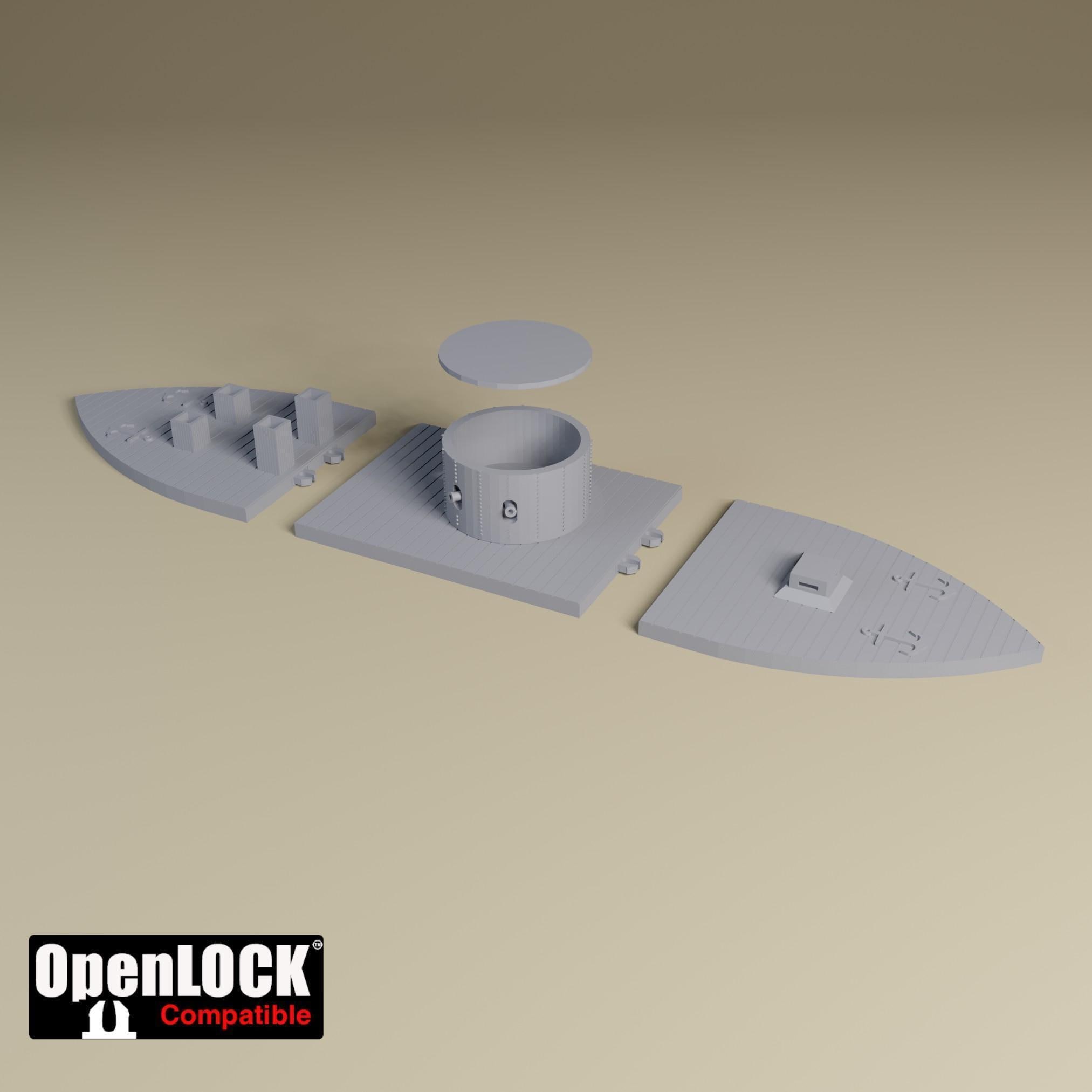 Ironclad - USS Monitor Ship Model 28mm, 20mm, 15mm Tabletop Miniature ...