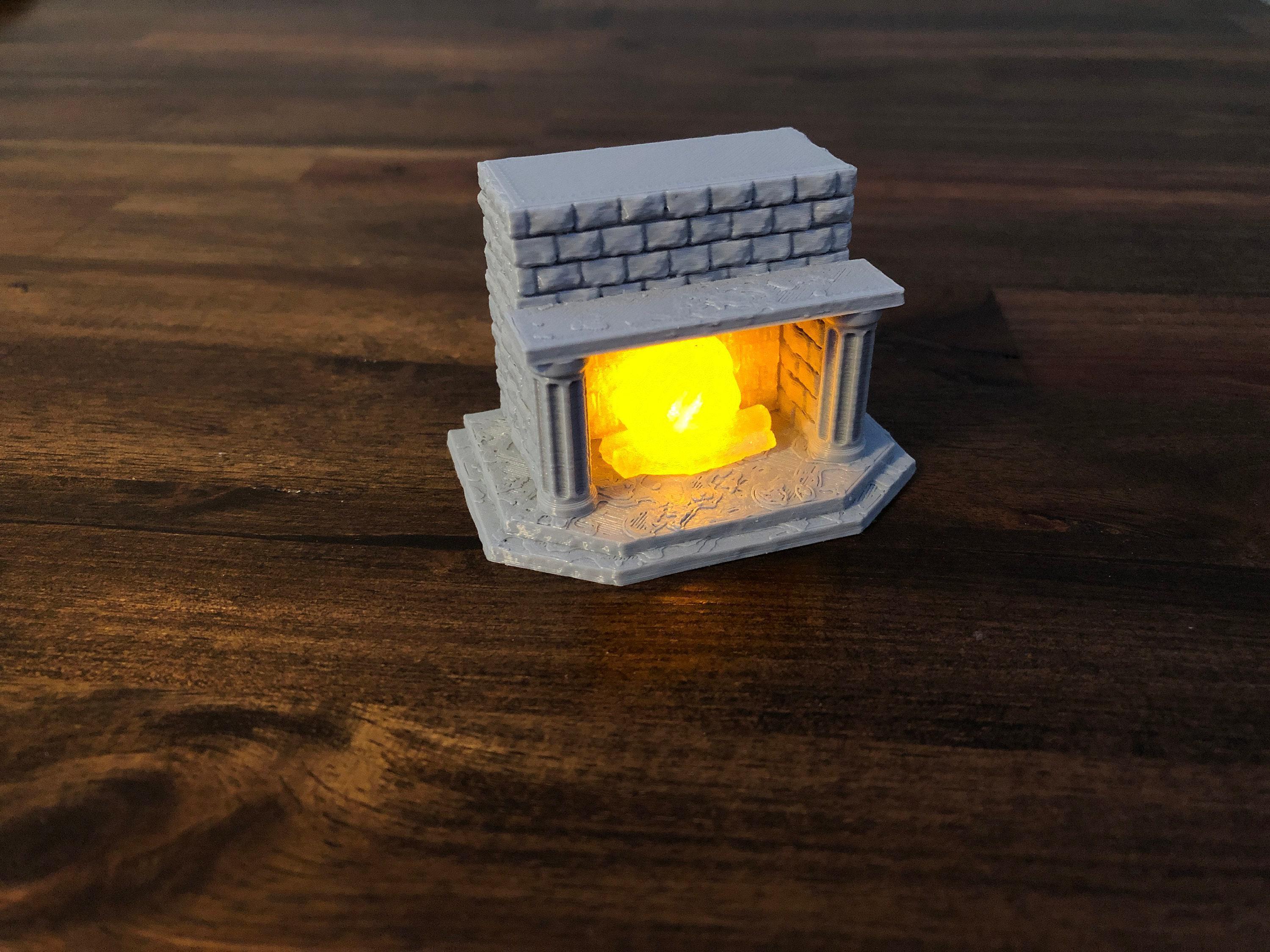 Flickering LED Fireplace 32mm / 28mm Miniature Terrain for D&D and Rpgs ...