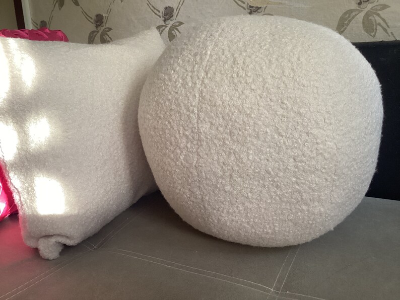 Cozy Sphere Boucle Pillow, New Trend Boucle Ball Pillow, Puffy Round ...