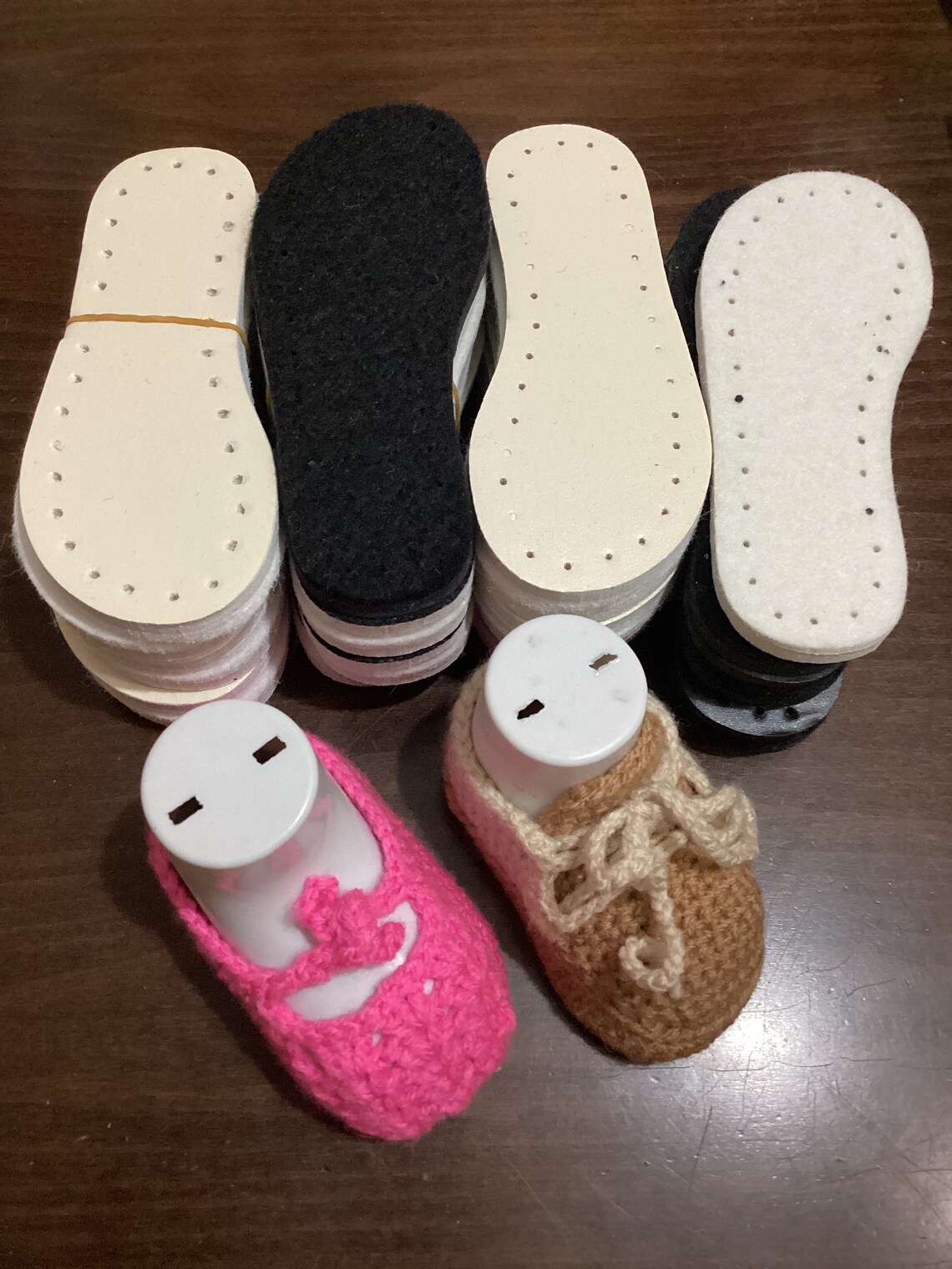 10 Pairs Baby Crochet Soles for Slippers / Soles With Holes for Baby ...