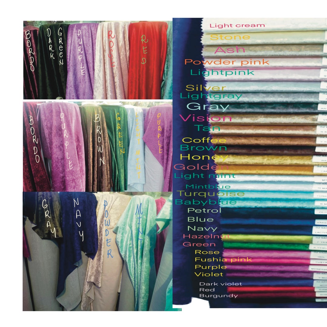 Velvet Color Swatch Color Swatch Fabric Yardage Fabric Velvet Washable ...