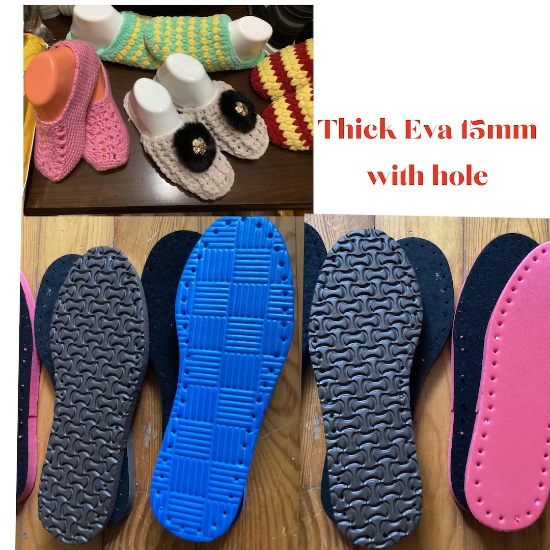 New 1 Pair Thick Eva Outsoles for Crocheting Slippers Thick Eva Slipper ...