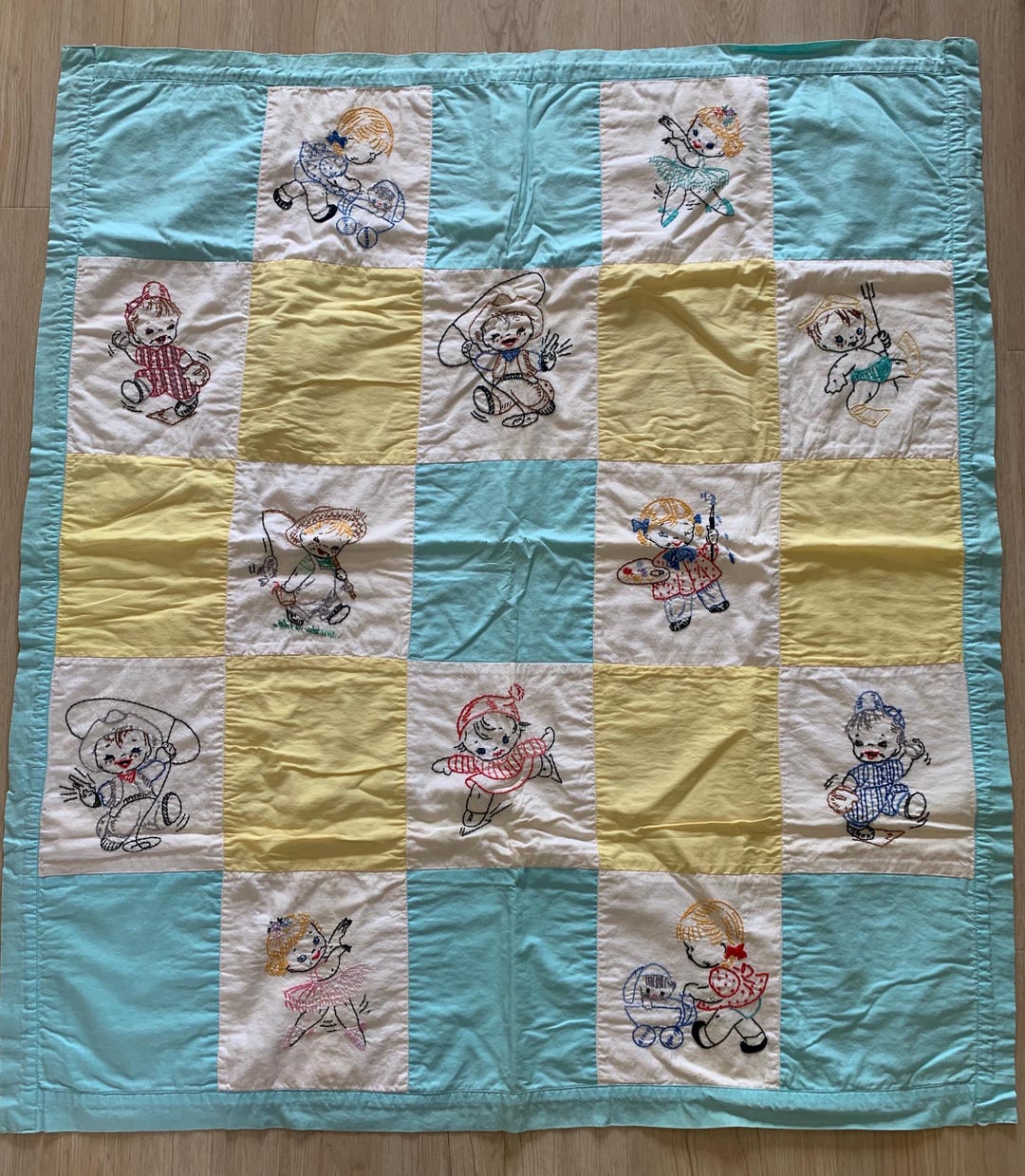Vintage Baby Quilt, Handmade, Hand Stitched, Baby Girl, Baby Boy - Etsy