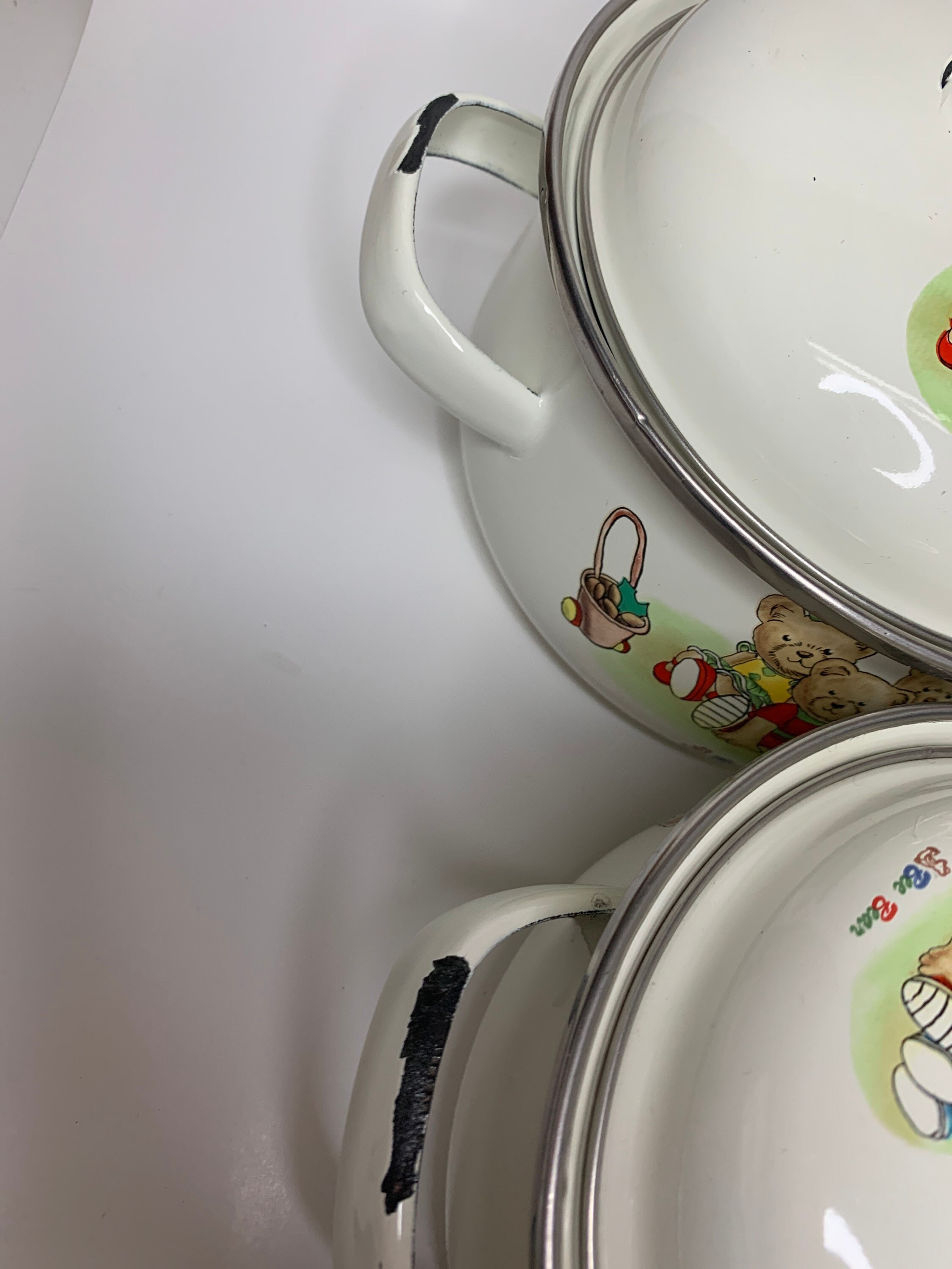 Enamel Cooking Pot Bee Bear Made in Thailand Used Set Set - Etsy