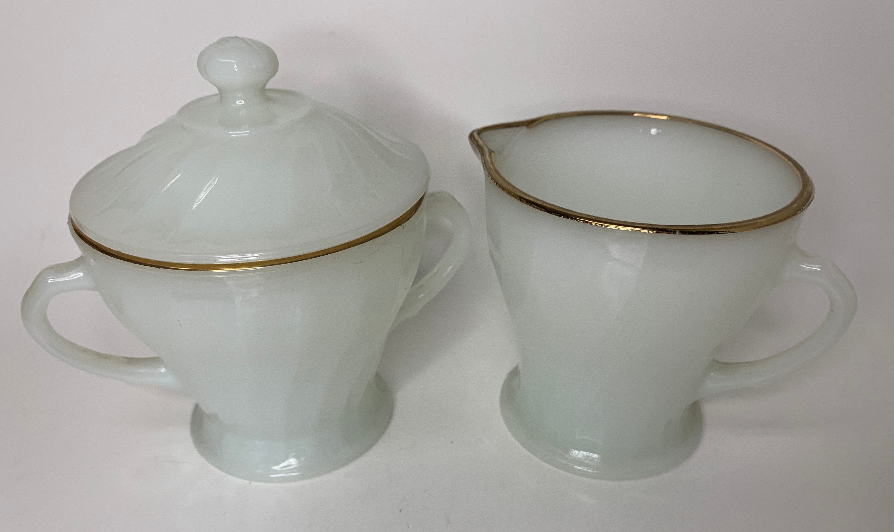 Anchor Hocking, Fire King, Golden Shell, Swirl Pattern, Gold Trim, Milk ...