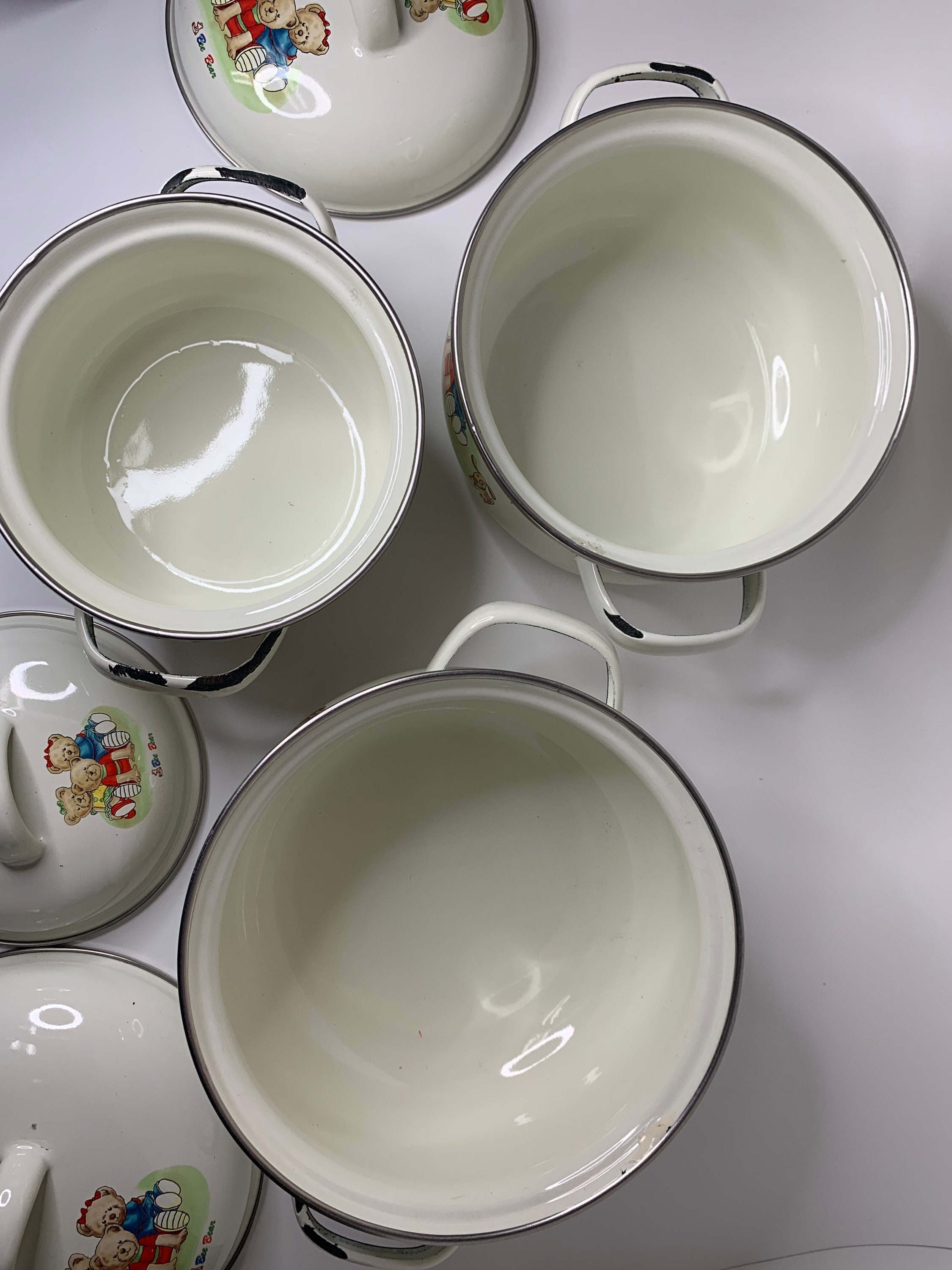 Enamel Cooking Pot, Bee Bear, Made in Thailand, Used, Set, Set of Three ...