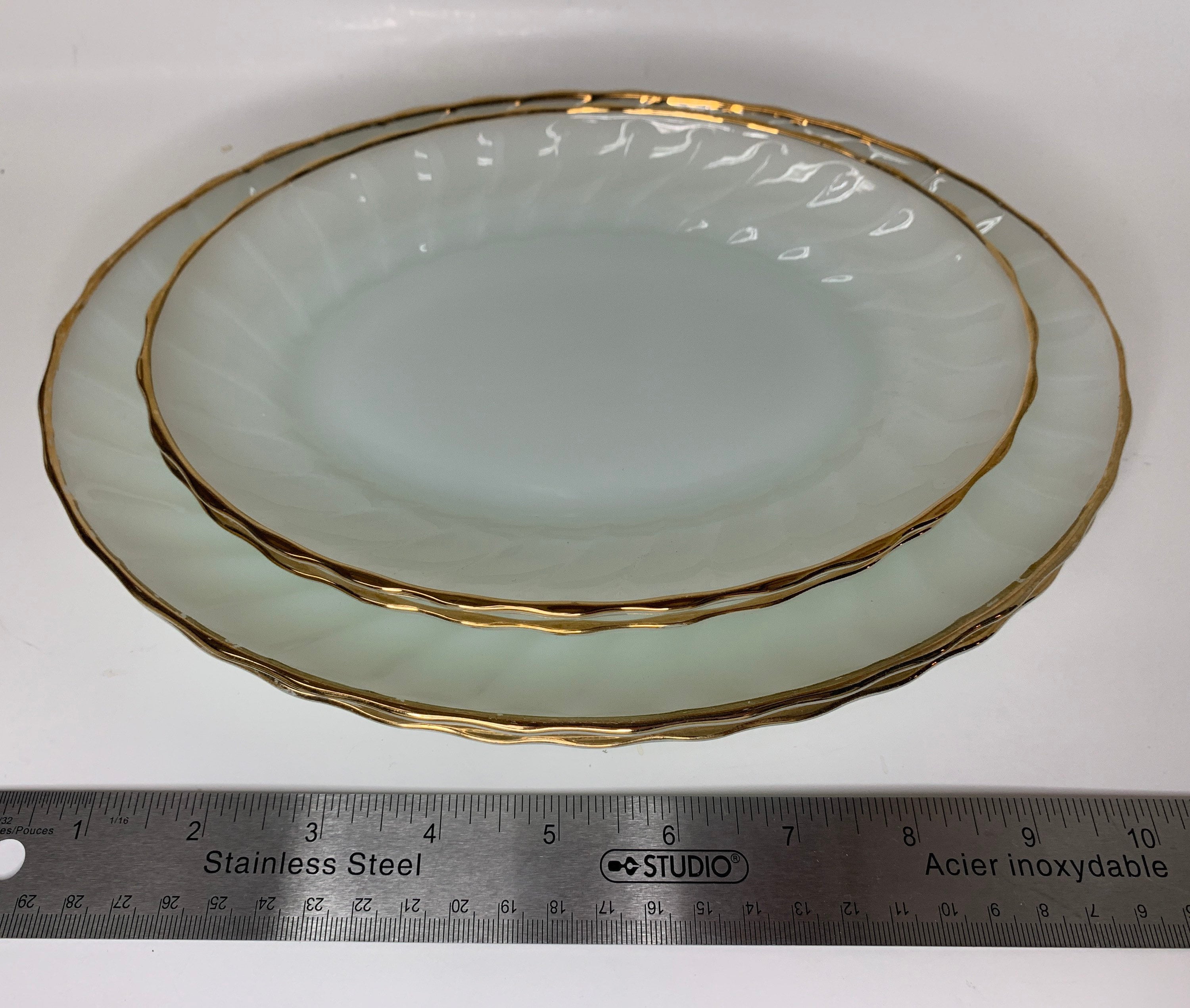 Anchor Hocking, Fire King, Golden Shell, Swirl Pattern, Gold Trim, Milk ...