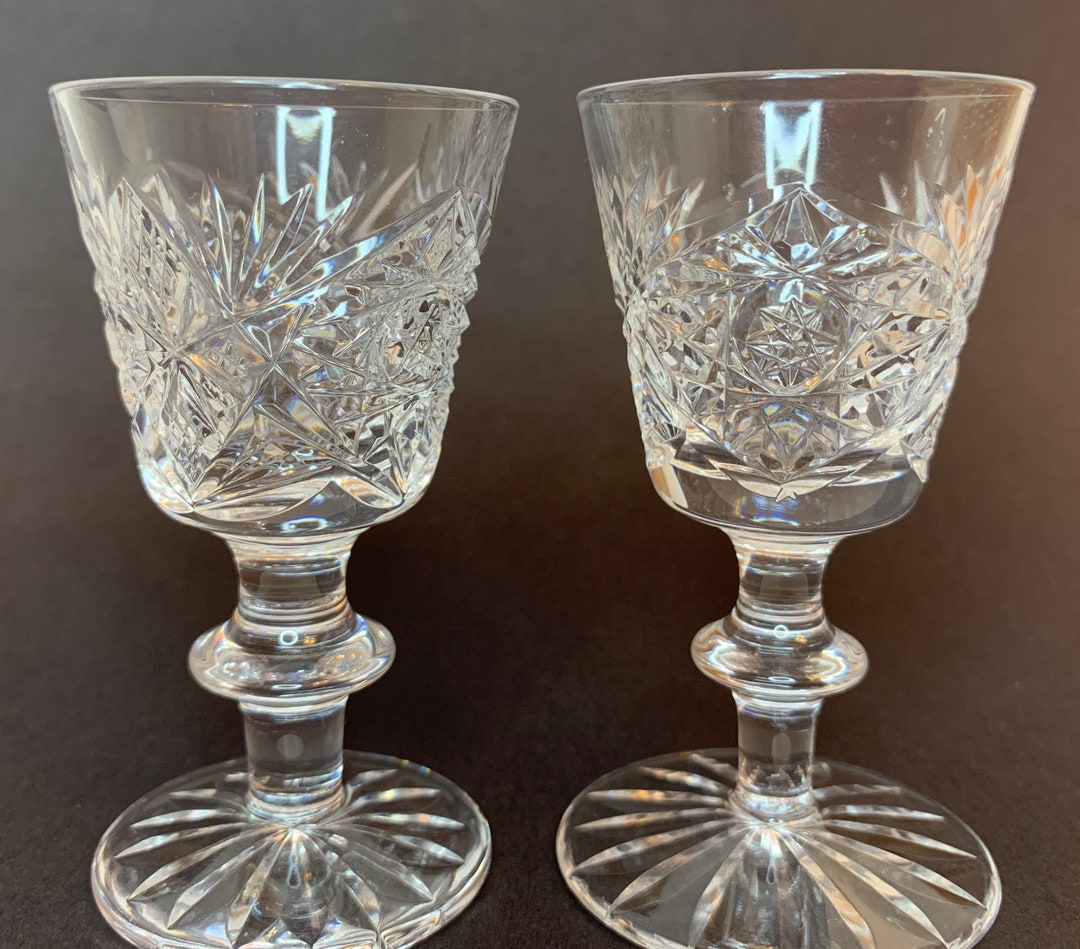 Crystal Cordial Glasses, Set of Two, Cut Crystal, Wine Glasses - Etsy