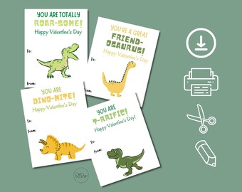 Printable Dinosaur Valentine Cards // Instant Download - Etsy