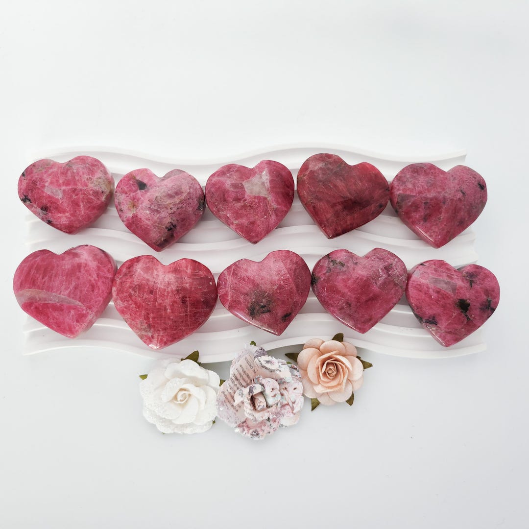 Rhodonite in Quartz Heart Crystal Carving Healing Crystals - Etsy