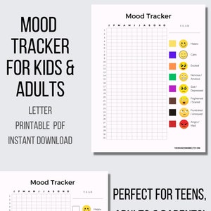 Mood Tracker Printable Emotions Tracker Feelings Chart Depression ...