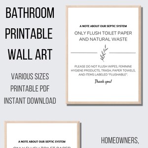 Flush Only Toilet Paper and Natural Waste Printable Sign Modern Elegant ...