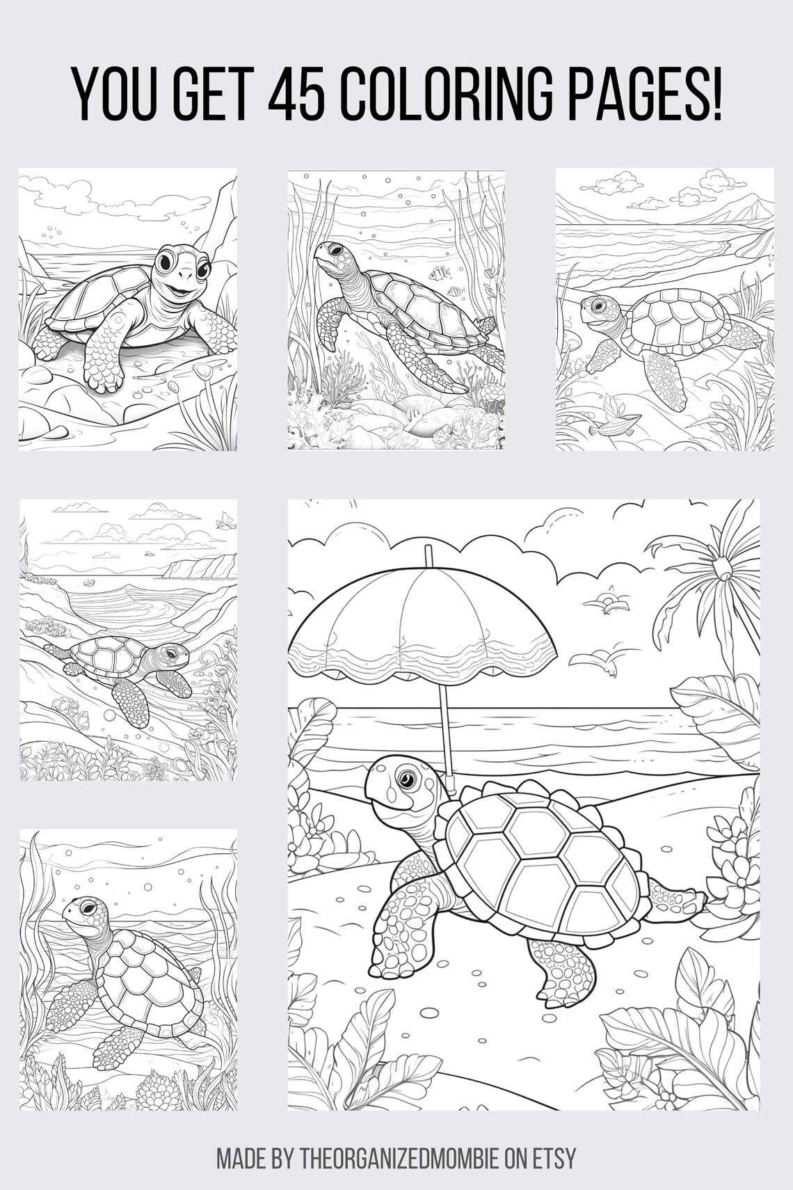 45 Turtle Coloring Pages Instant Download Sea Turtles Coloring Pages ...
