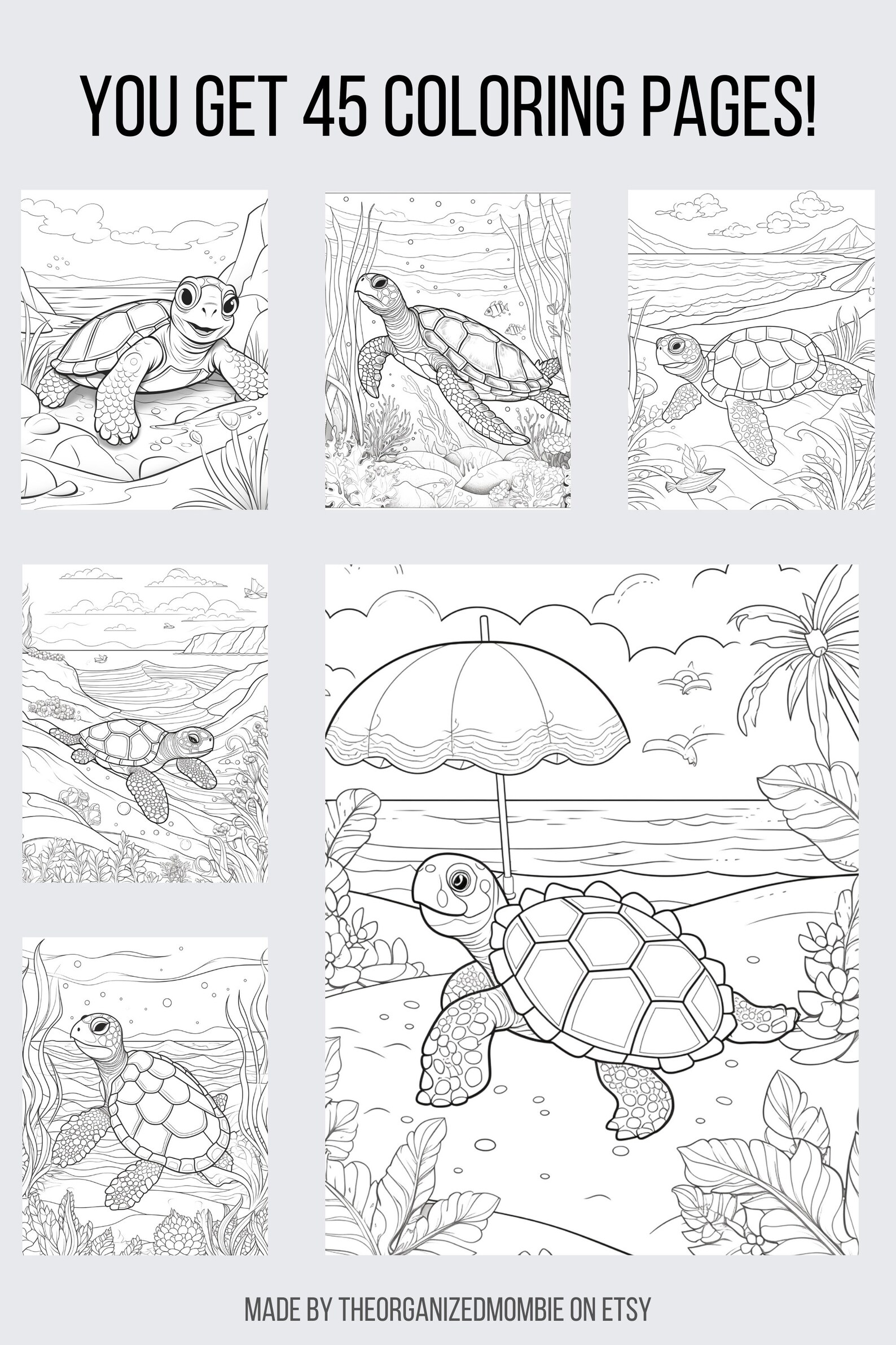 45 Turtle Coloring Pages Instant Download Sea Turtles Coloring Pages ...