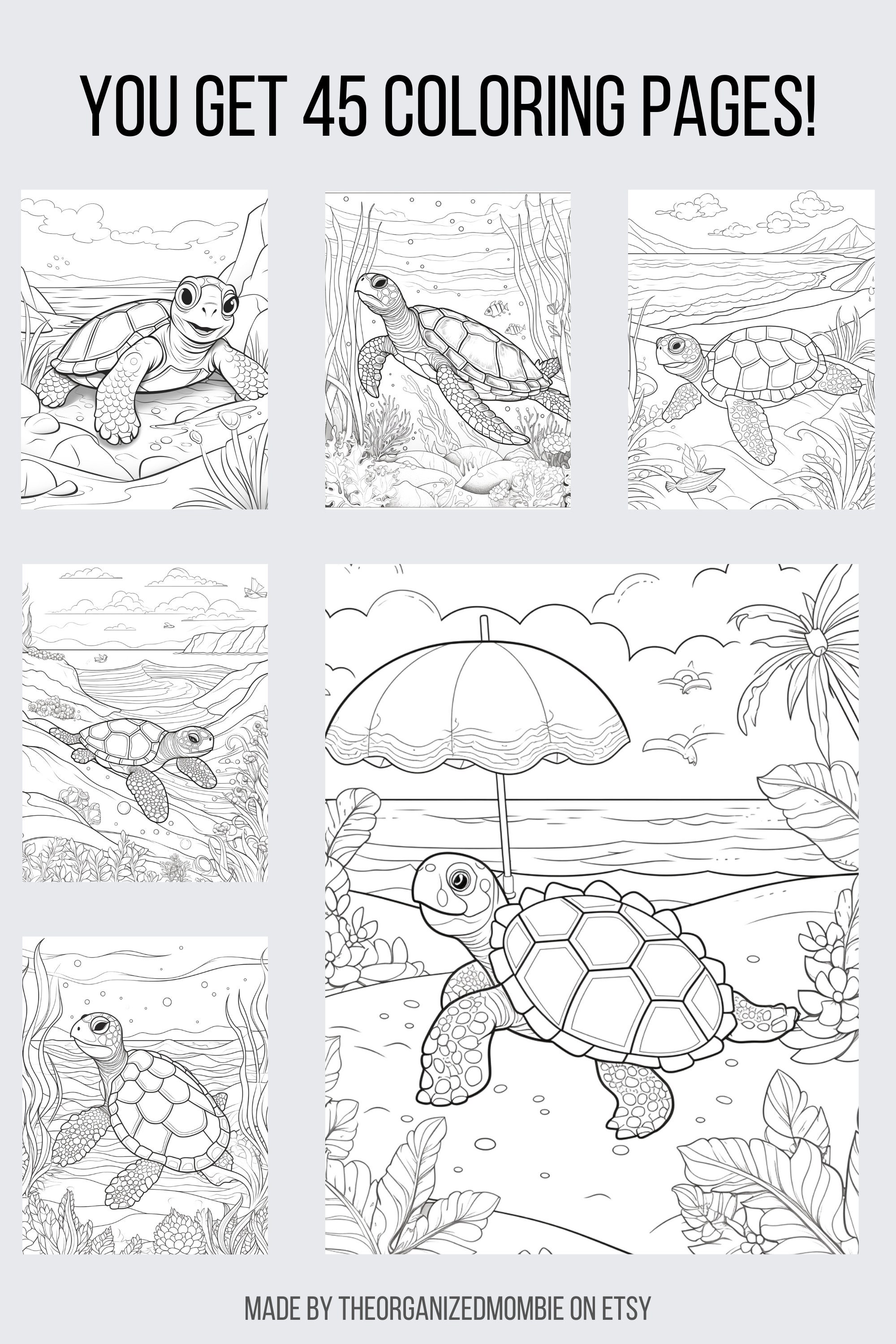 45 Turtle Coloring Pages Instant Download Sea Turtles Coloring Pages ...