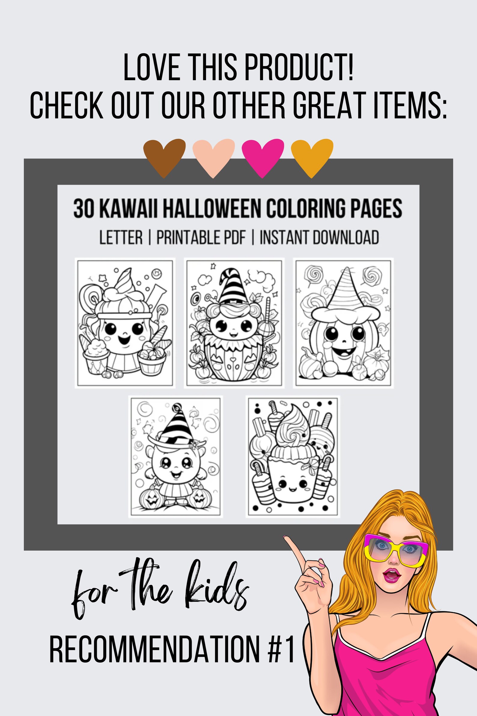 50 Kawaii Halloween Candy Coloring Book Instant Download Kawaii ...