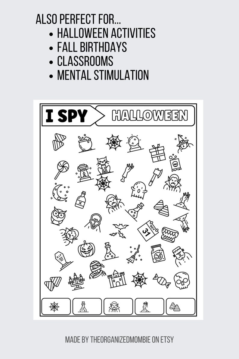 88 I Spy Halloween Pages Instant Download Kids Halloween Game Printable ...