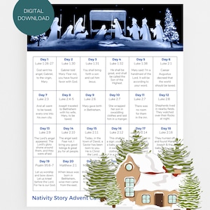 Advent Calendar Nativity Story Printable Instant Download Jesus is King ...
