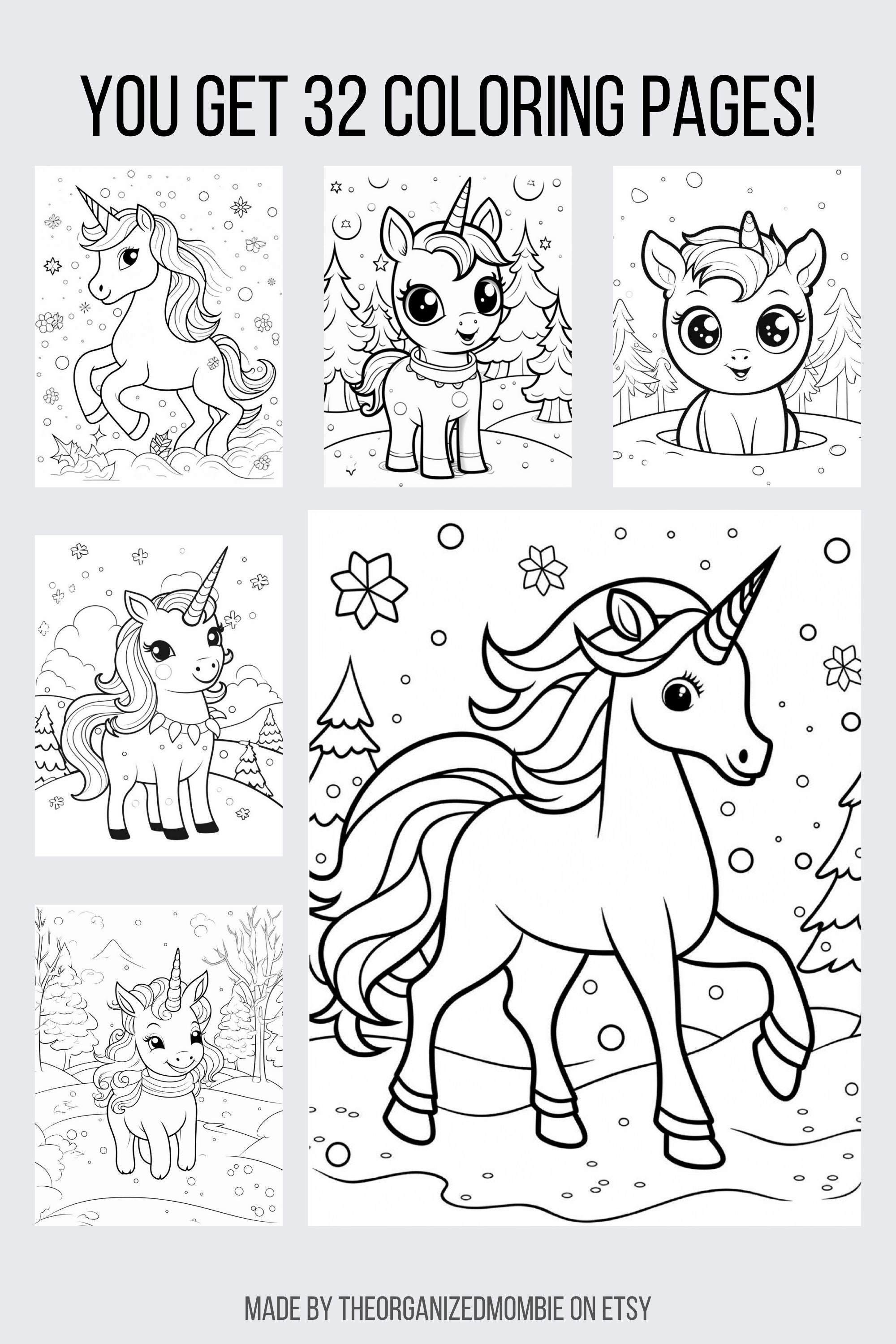 32 Unicorn Christmas Coloring Pages Unicorn Christmas Kids Coloring ...
