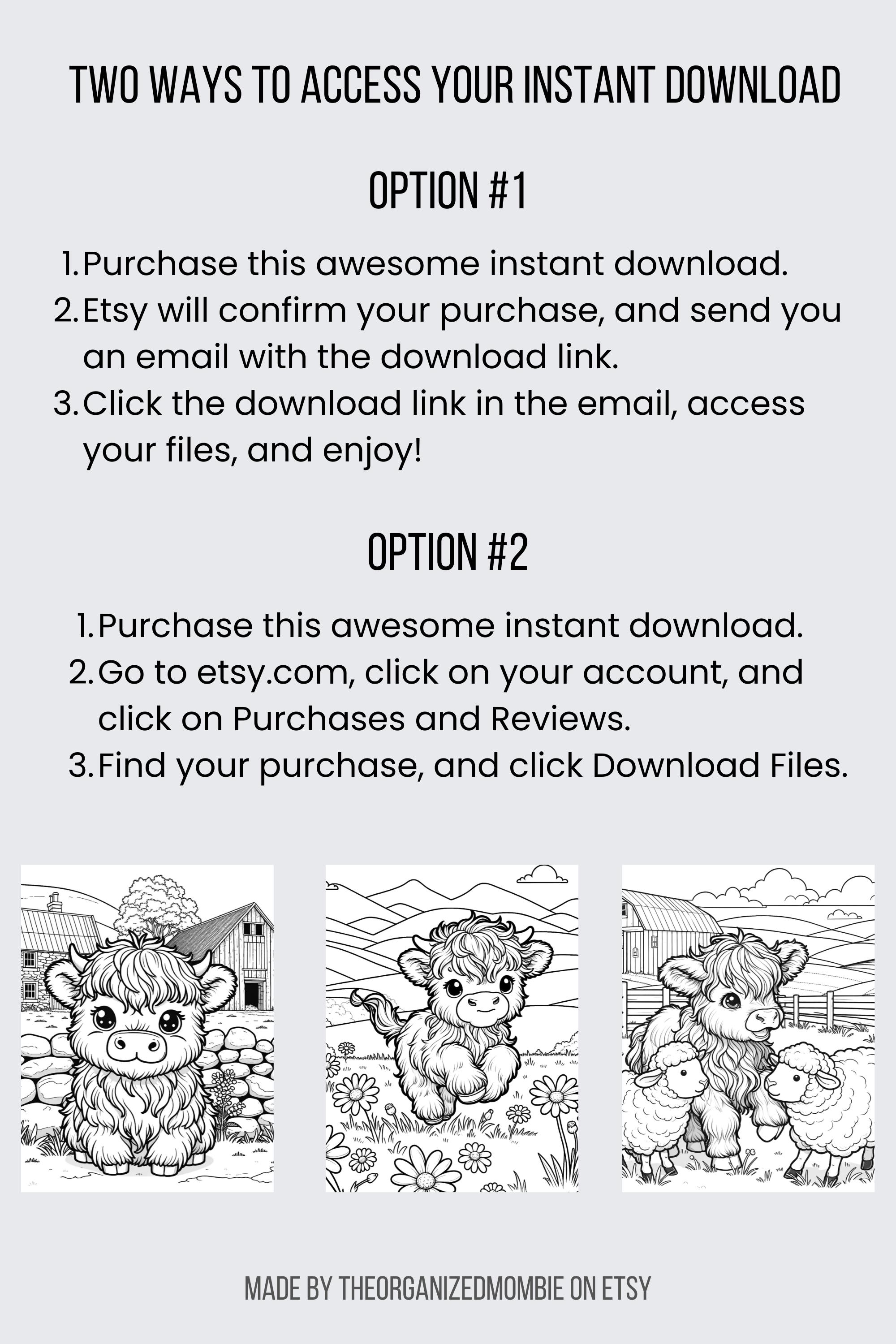 Highland Cow Coloring Page Farm Animal Printable Adult Coloring Sheet ...